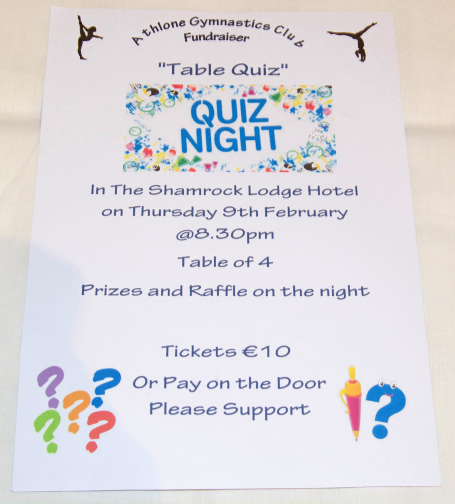Table Quiz 9th February - Athlone Gymnastics ClubAthlone Gymnastics Club
